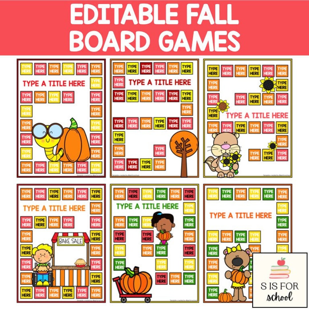 Editable Fall Board Games for Homeschool, Math & Literacy Centers - Etsy