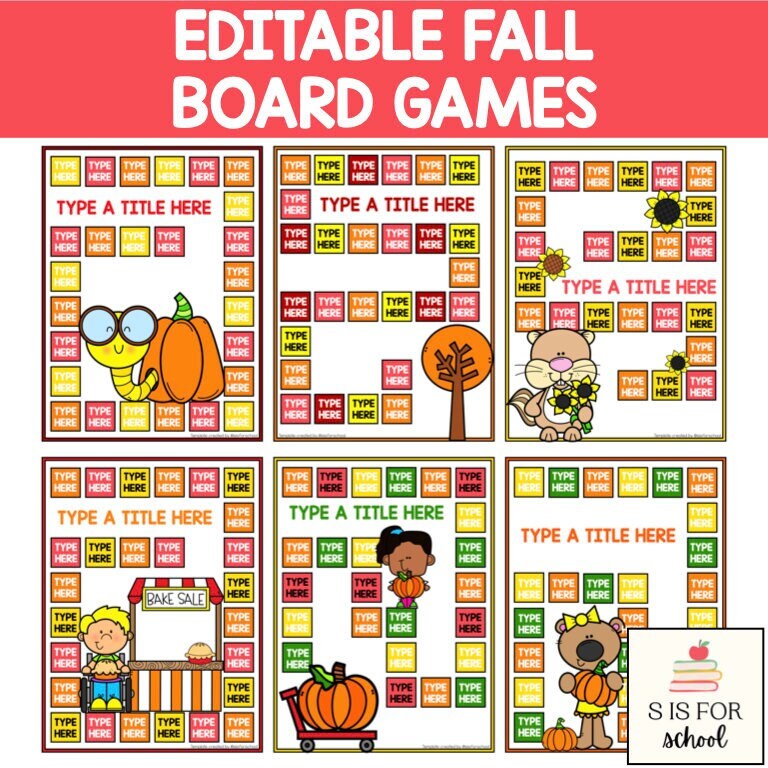 Editable Fall Board Games for Homeschool, Math & Literacy Centers - Etsy