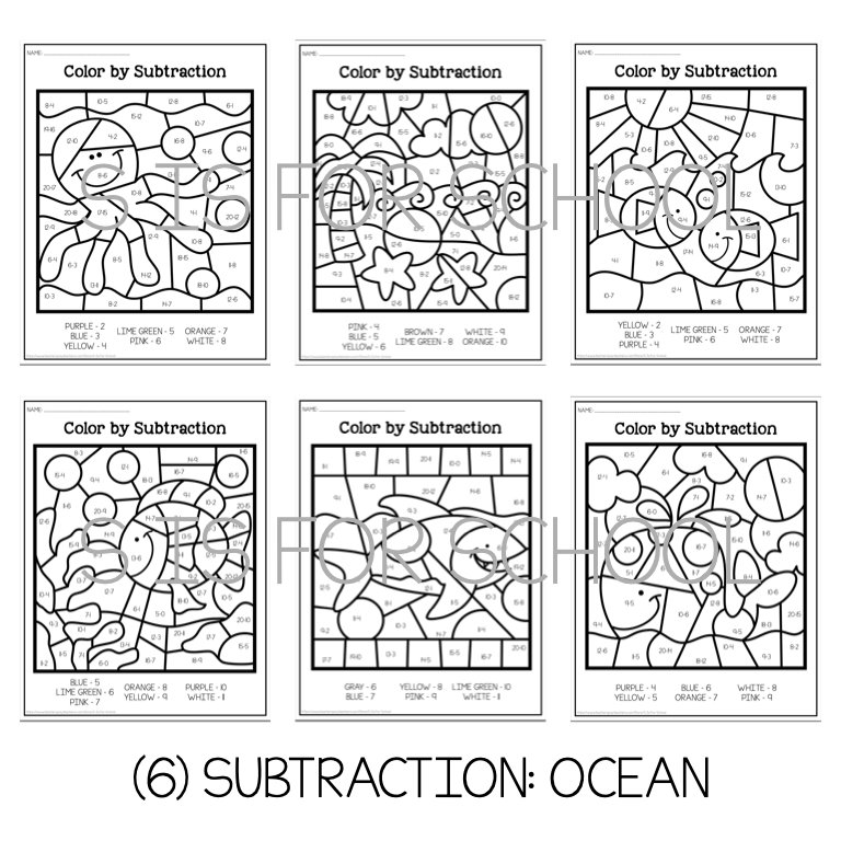 Addition and Subtraction Color by Code for First & Second - Etsy