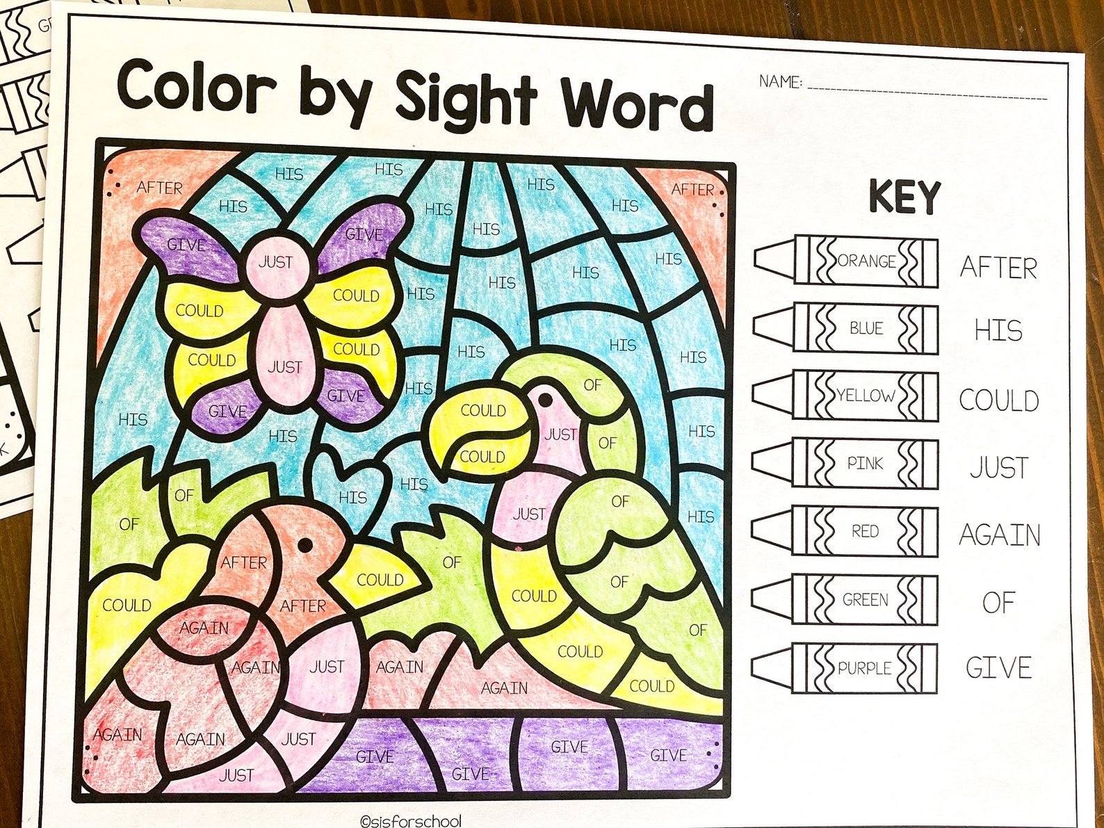 Printable Color by Code Pages: 1st Grade Sight Words, No Prep High ...