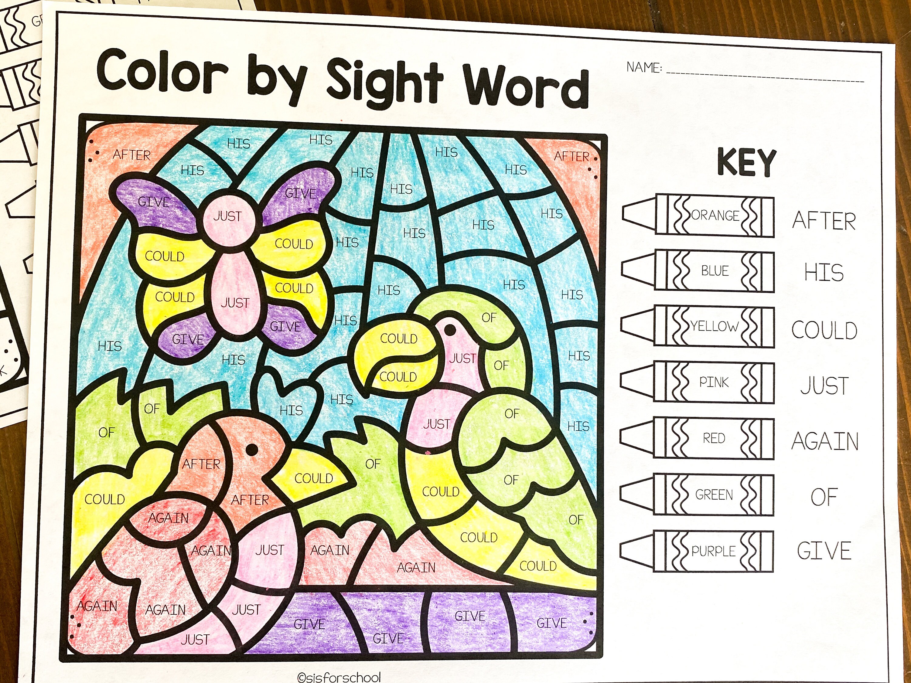Printable Color by Code Pages: 1st Grade Sight Words, No Prep High ...
