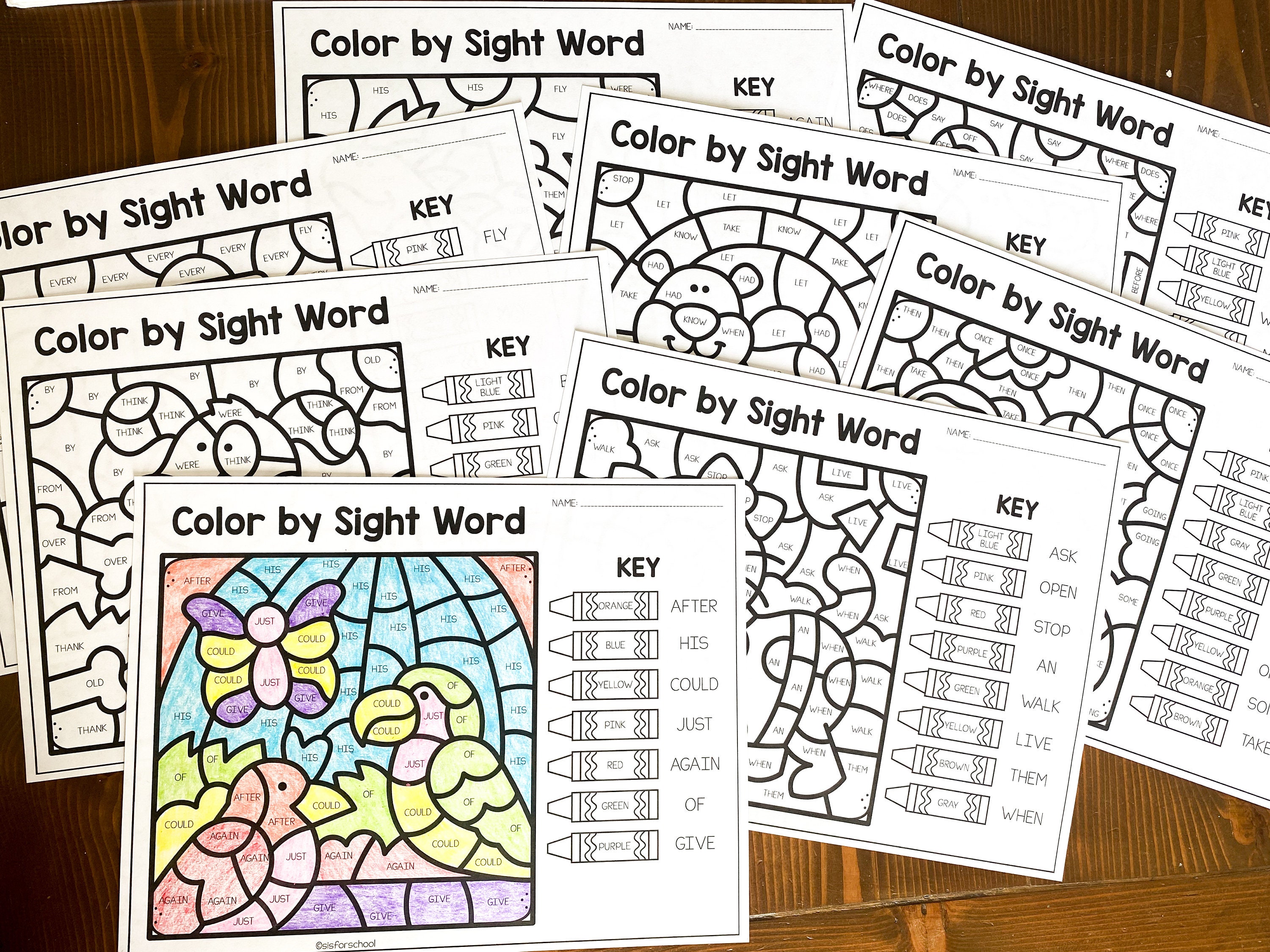 Printable Color by Code Pages: 1st Grade Sight Words, No Prep High ...