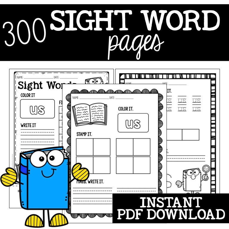 Sight Word Bundle for First Grade, No Prep Sight Word Practice Pages ...