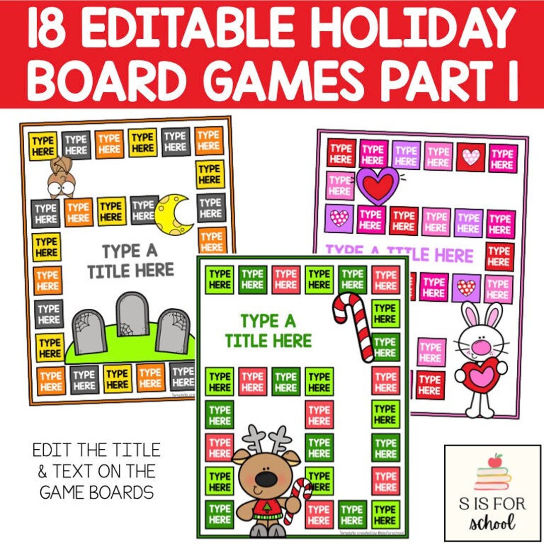 18 Editable Holiday Board Games Any Elementary Grade/subject, Christmas ...