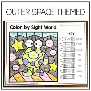 Outer Space Sight Word Color by Code | First & Second Grade | No Prep ...