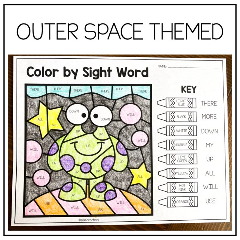 Outer Space Sight Word Color by Code | First & Second Grade | No Prep ...