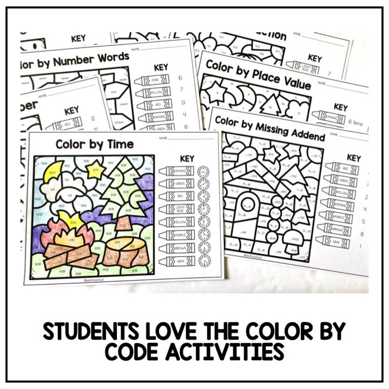 1st Grade Math Color by Code: Camping Edition Addition Subtraction ...