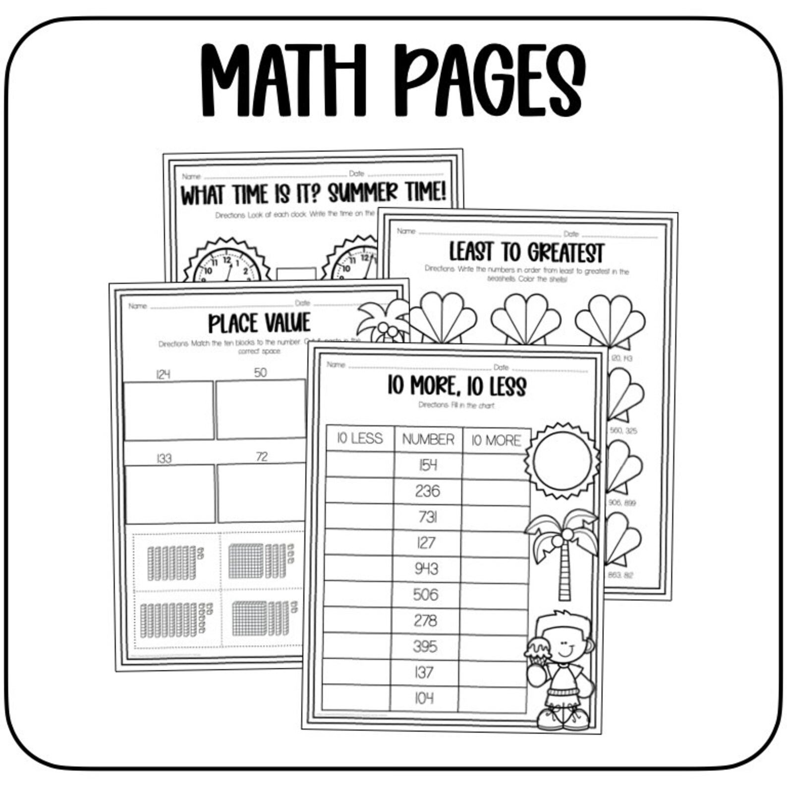 50 Page Summer Early Finisher Worksheet Packet, Math & Language Arts ...