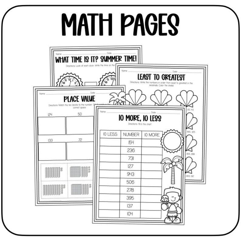 50 Page Summer Early Finisher Worksheet Packet, Math & Language Arts ...