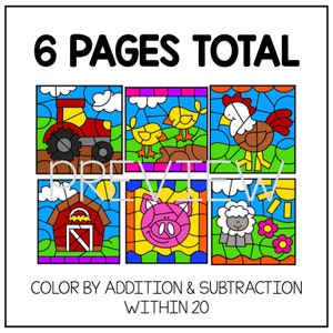 Addition & Subtraction Color by Code: Farm Edition - Etsy