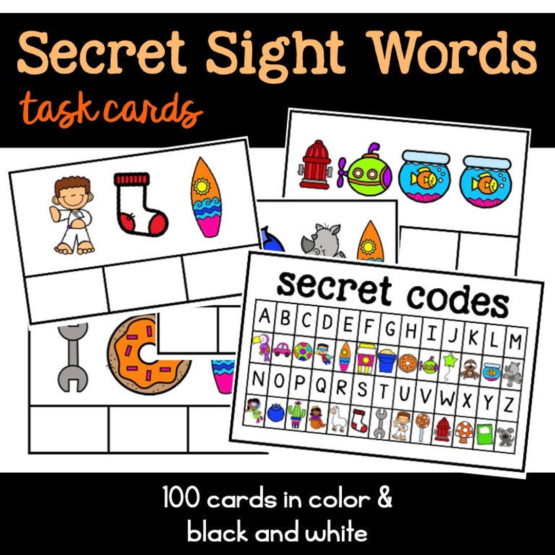 Secret Code Sight Word Task Cards for Literacy Centers, Growing Bundle ...