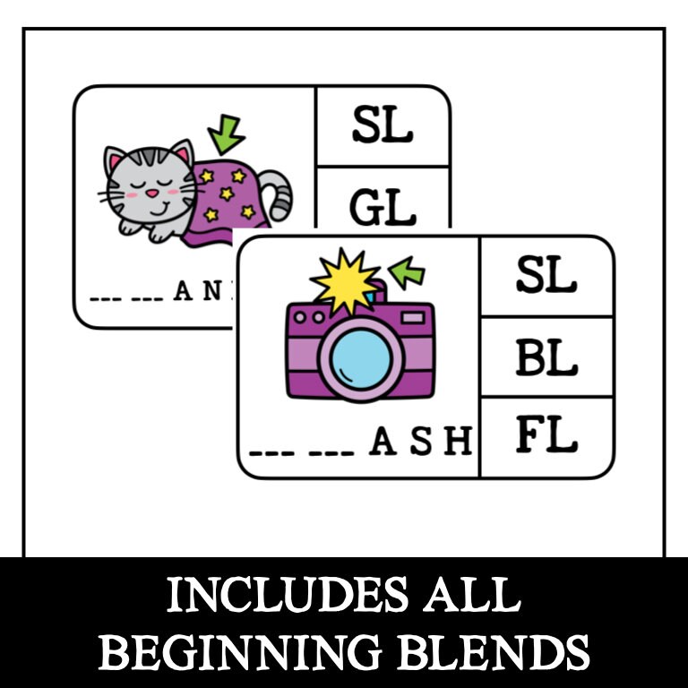 320 Beginning Blends Phonics Task Cards 4x6 for Literacy Centers, Word ...