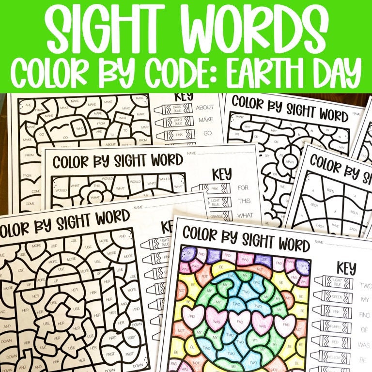 Sight Word Color by Code Worksheets, 1st Grade Earth Day, No Prep ...