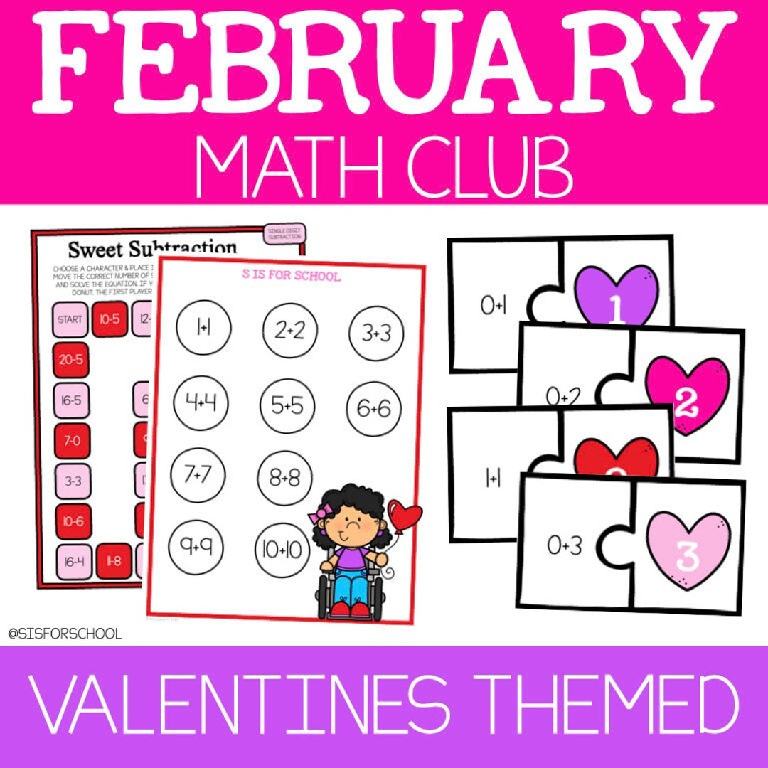 February Math Club, First Grade Math Games, Valentine's Day Theme ...