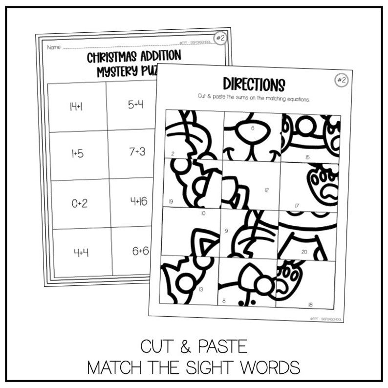 Addition Within 20 Worksheets for 1st Graders, Christmas Math Mystery ...