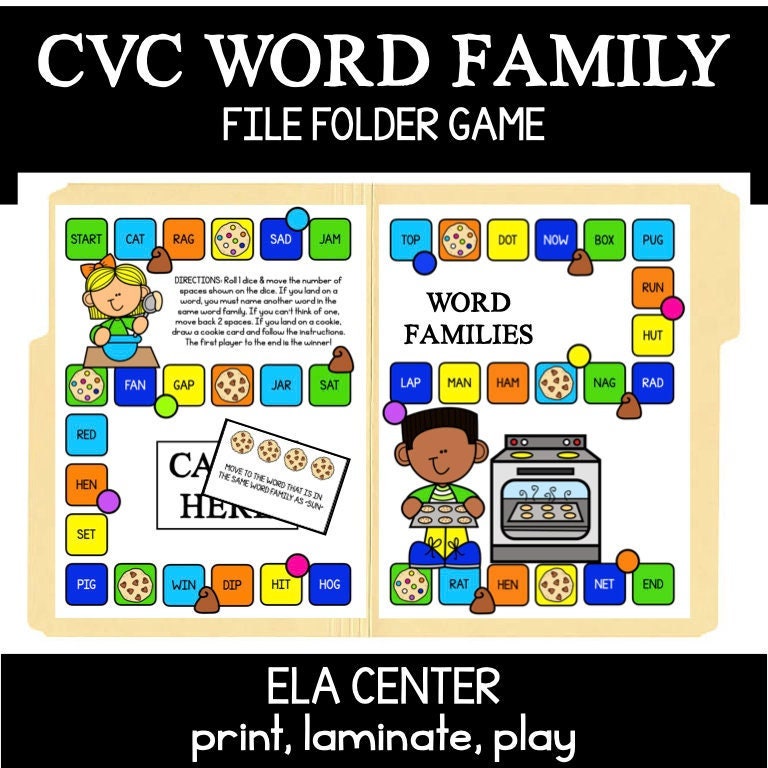 CVC Word Family Literacy Centers for First & Second Grade, Low Prep ...