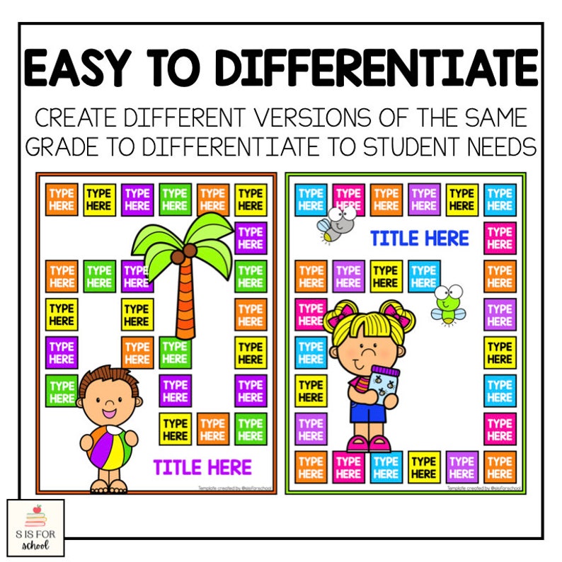 6 Editable Summer Board Games for Any Elementary Grade/subject ...