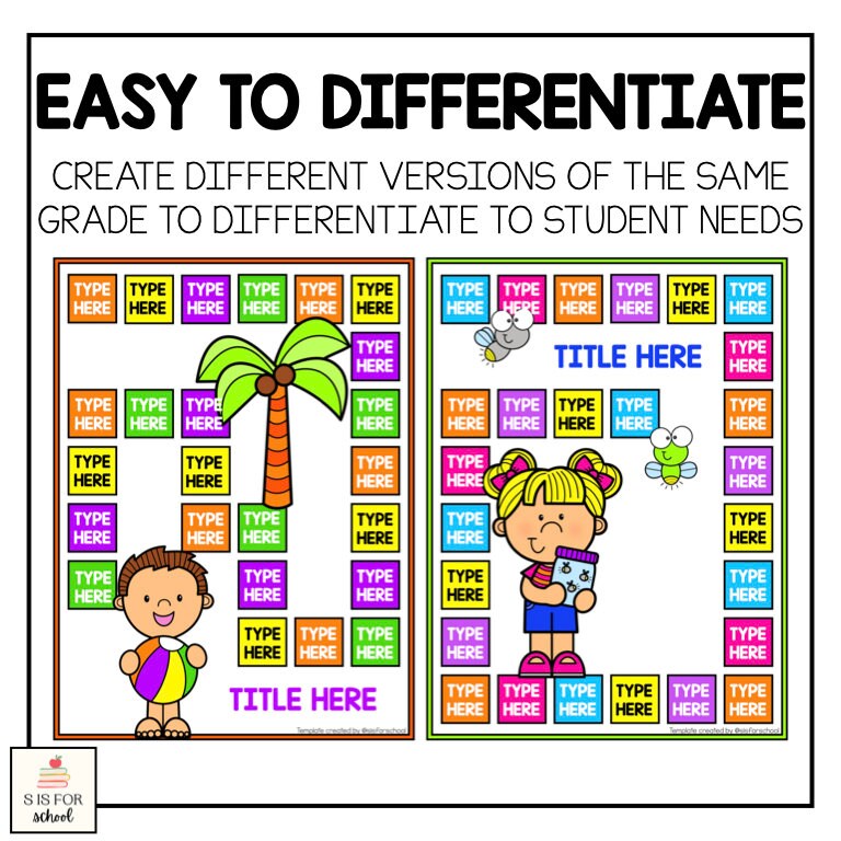 6 Editable Summer Board Games for Any Elementary Grade/subject ...