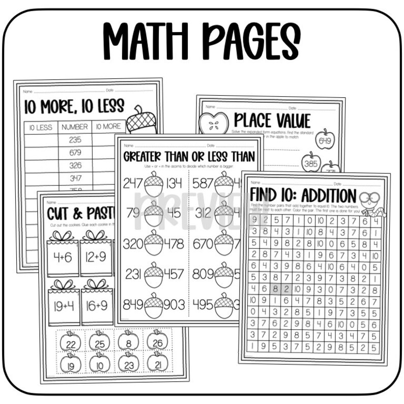 50 Page Fall Early Finisher Worksheet Packet, Math & Language Arts ...