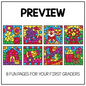 1st Grade Math Color by Code: Circus Edition Addition Subtraction ...