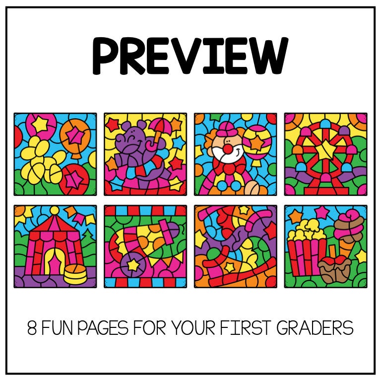 1st Grade Math Color by Code: Circus Edition Addition Subtraction ...