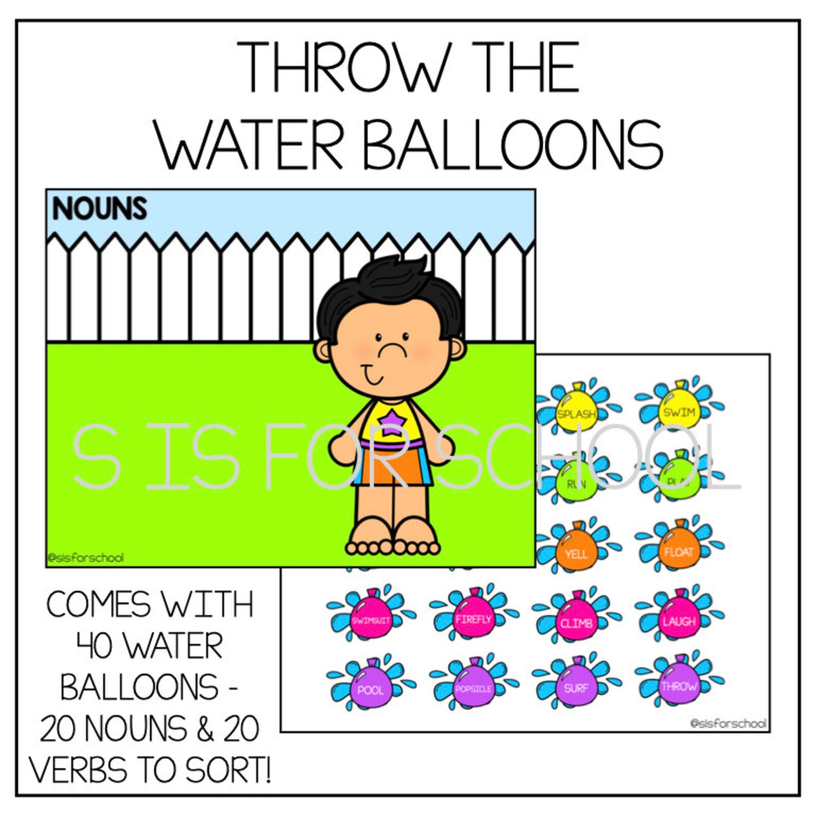 Nouns & Verbs Word Sort Busy Book Learning Mats: Parts of Speech ...