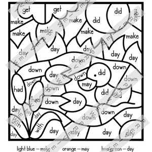 Pond Life Sight Word Color by Code for First & Second Grade - Etsy