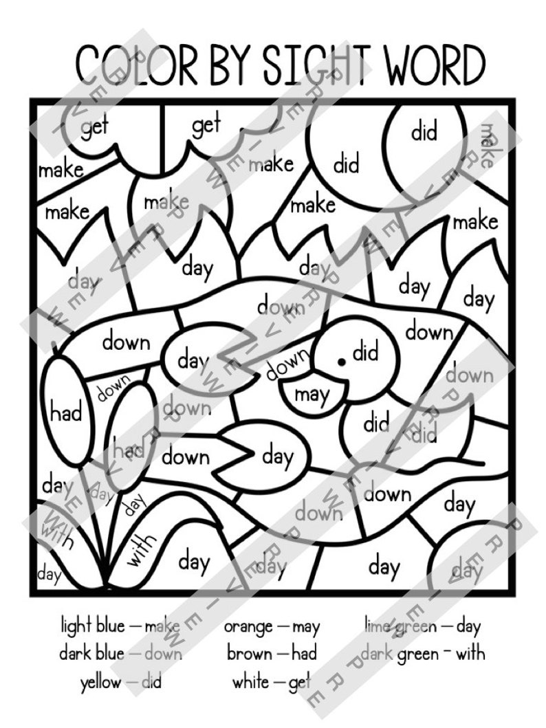 Pond Life Sight Word Color by Code for First & Second Grade - Etsy