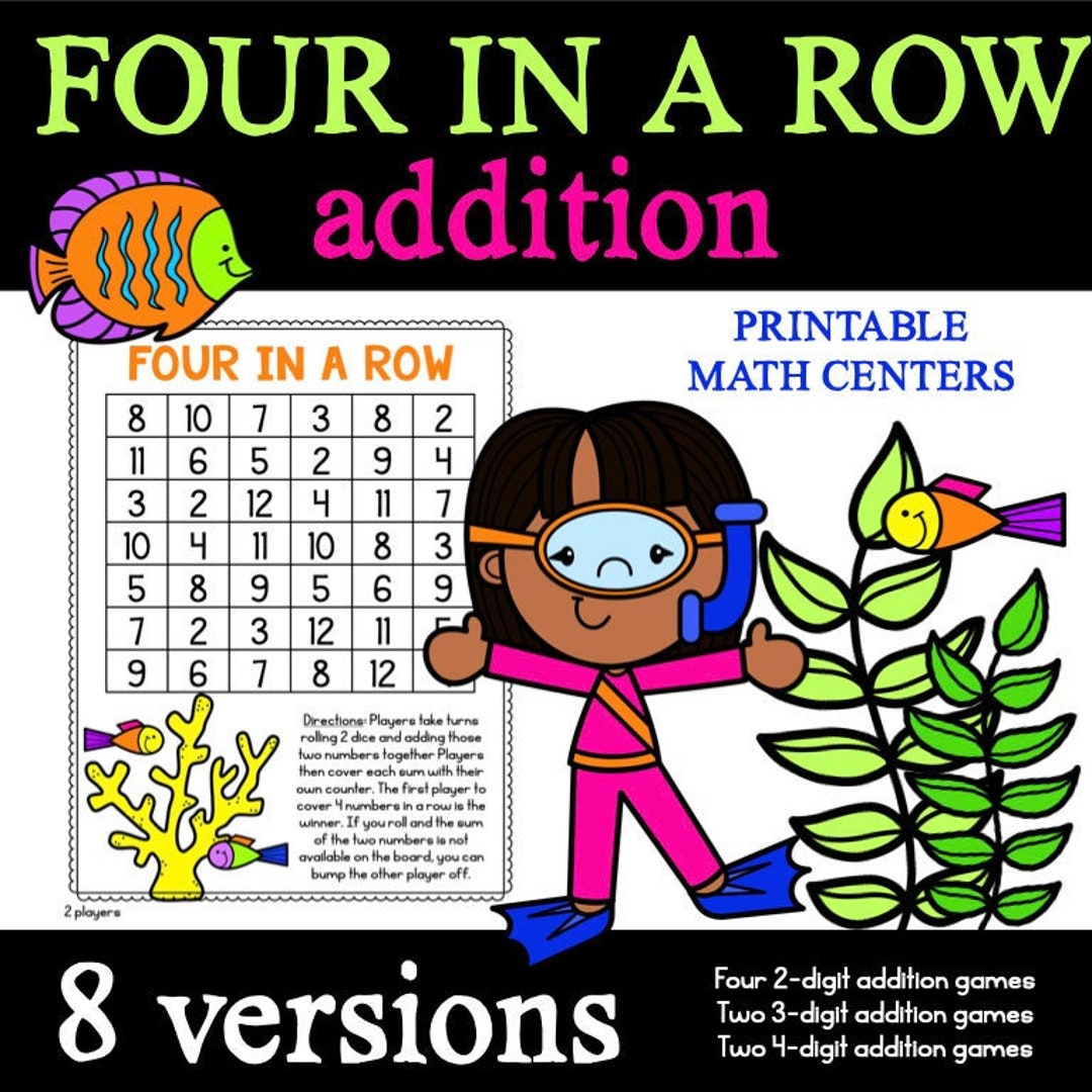 Single Digit Addition Board Games, Printable Math Games for Centers ...