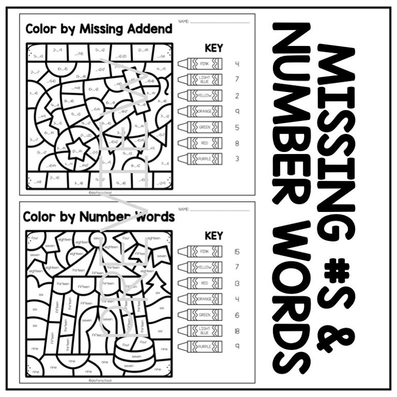 1st Grade Math Color by Code: Circus Edition Addition Subtraction ...