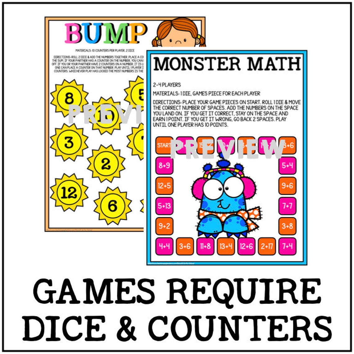 Seasonal Math Board Games addition to 20 Fall Autumn Spring Summer ...