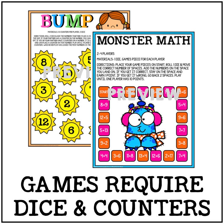 Seasonal Math Board Games addition to 20 Fall Autumn Spring Summer ...