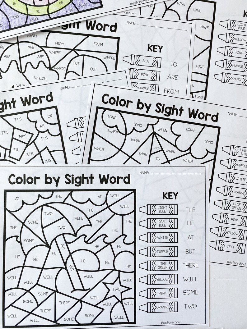 Sight Word Color by Code Worksheets, 1st Grade Summer Review Workbook ...