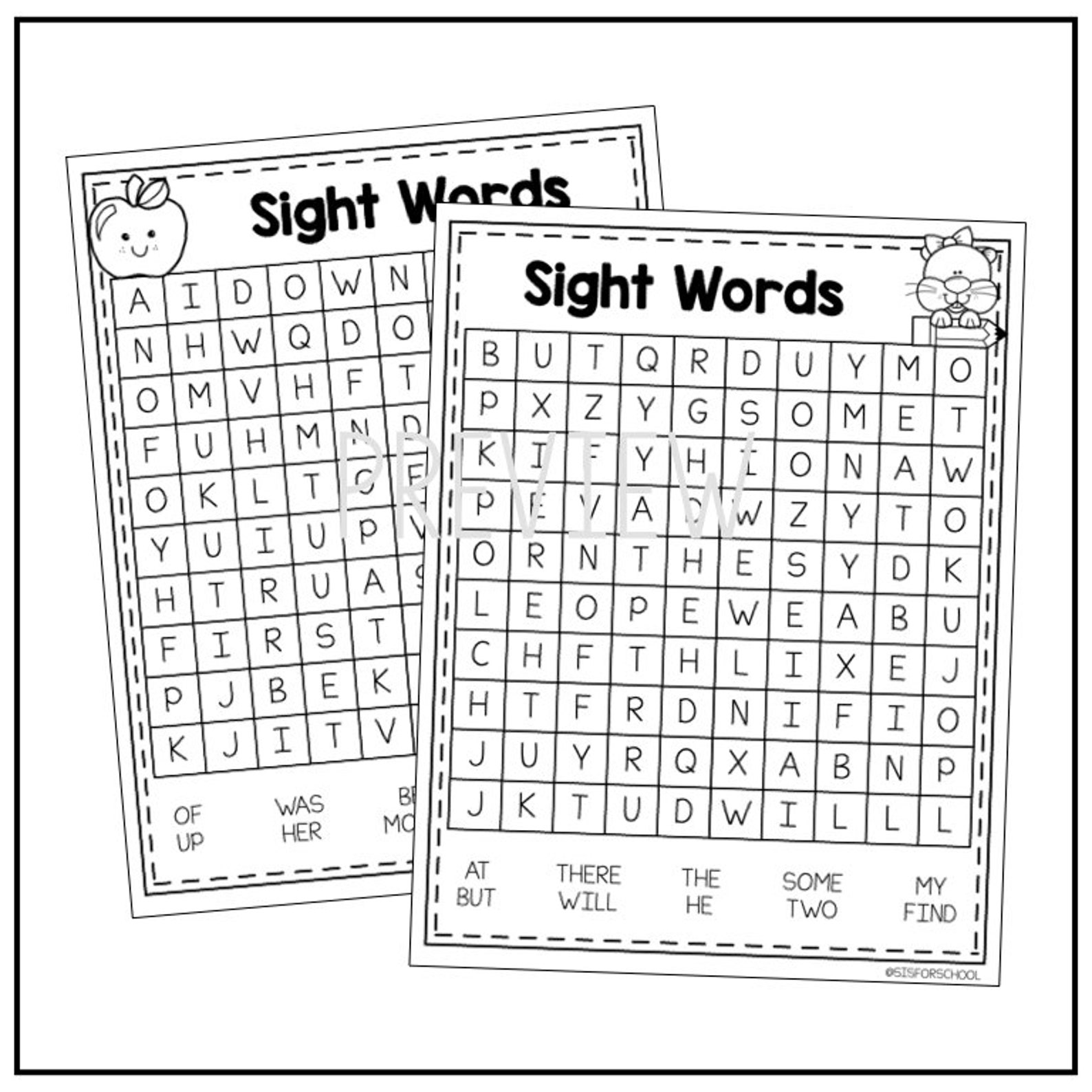 Sight Word Searches for First Grade, No Prep Sight Word Searches for ...