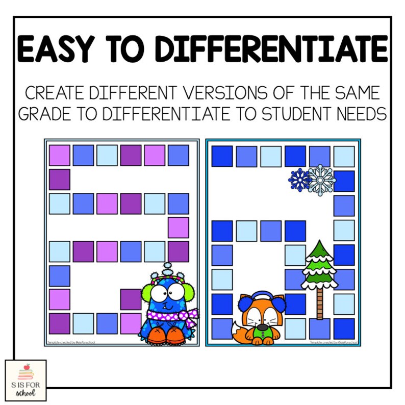 6 Editable Winter Board Games for Any Elementary Grade/subject ...