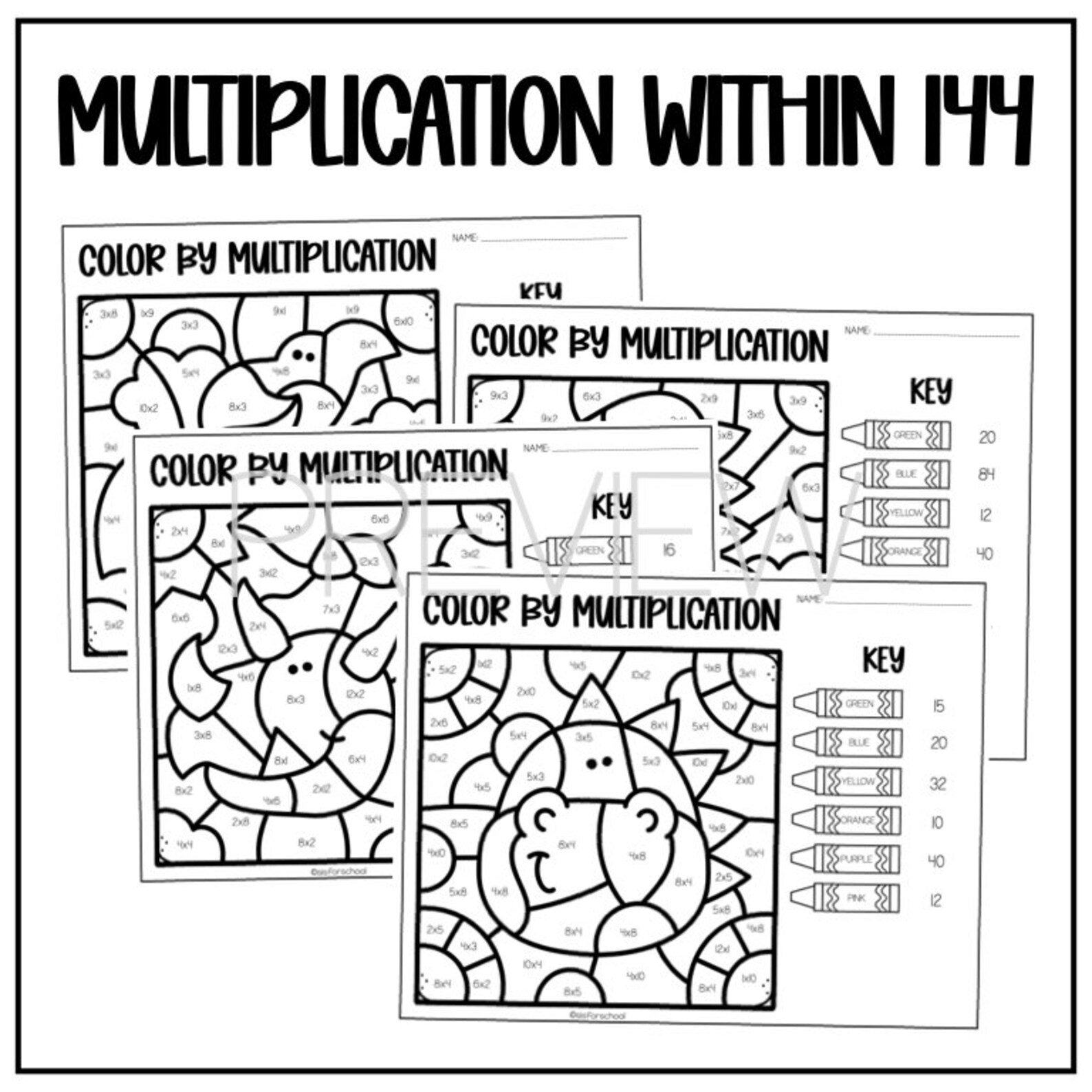 Multiplication Color by Code, Dinosaurs, 3rd Grade Math, Practice ...