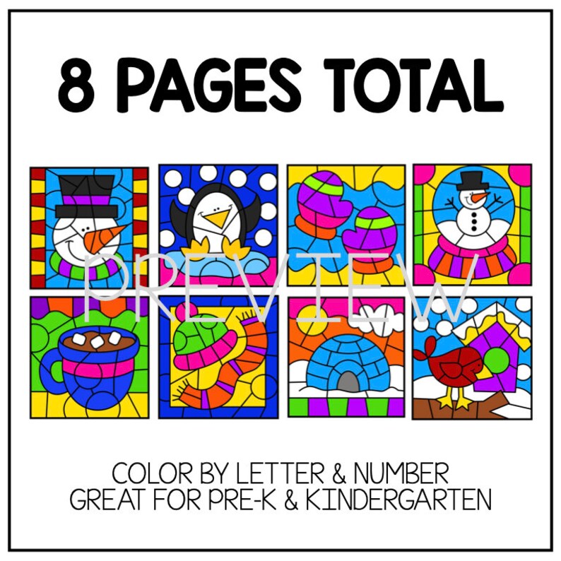 Winter Themed Letters & Numbers Color by Code for Pre-k and ...