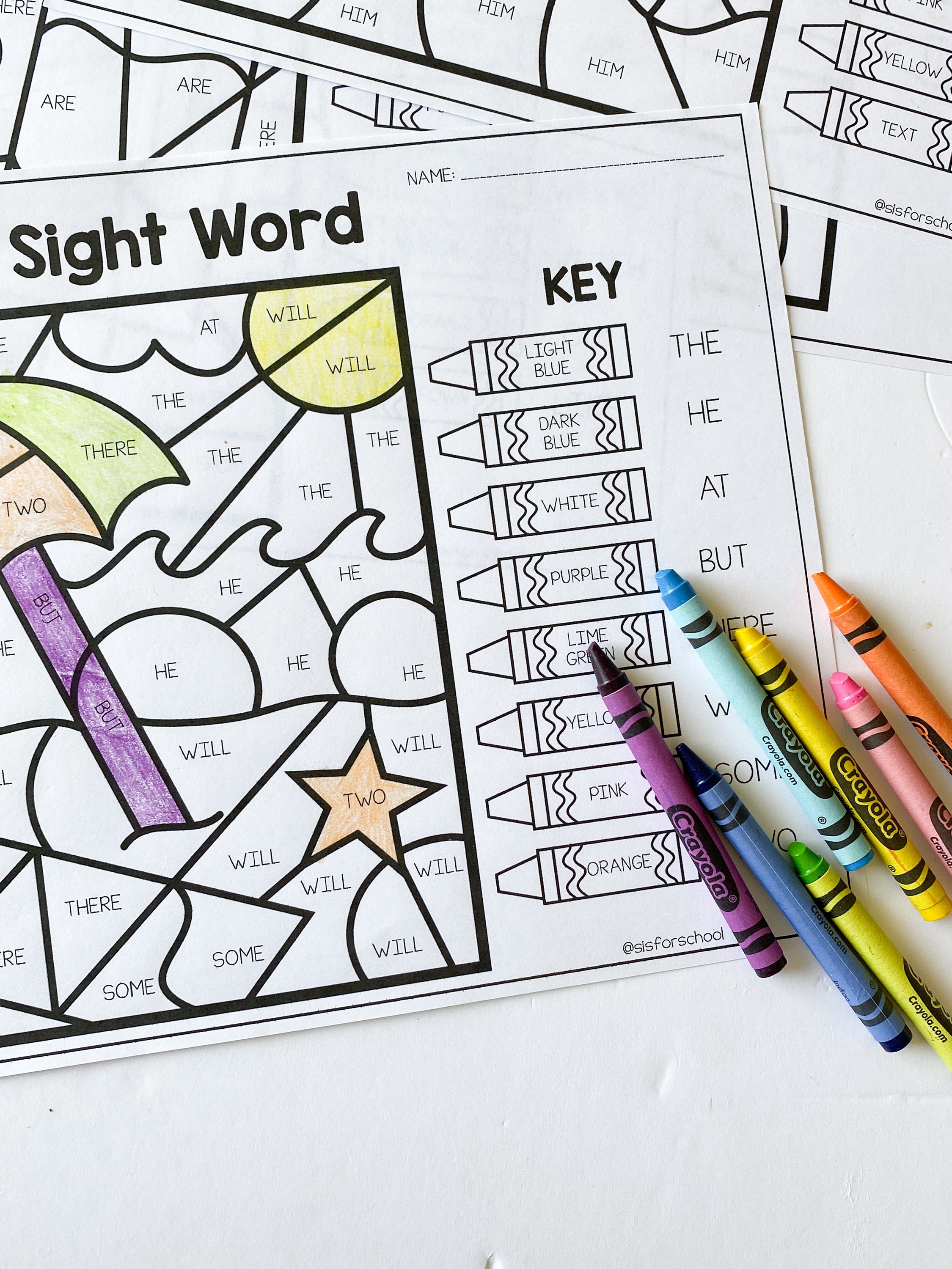 Sight Word Color by Code Worksheets, 1st Grade Summer Review Workbook ...