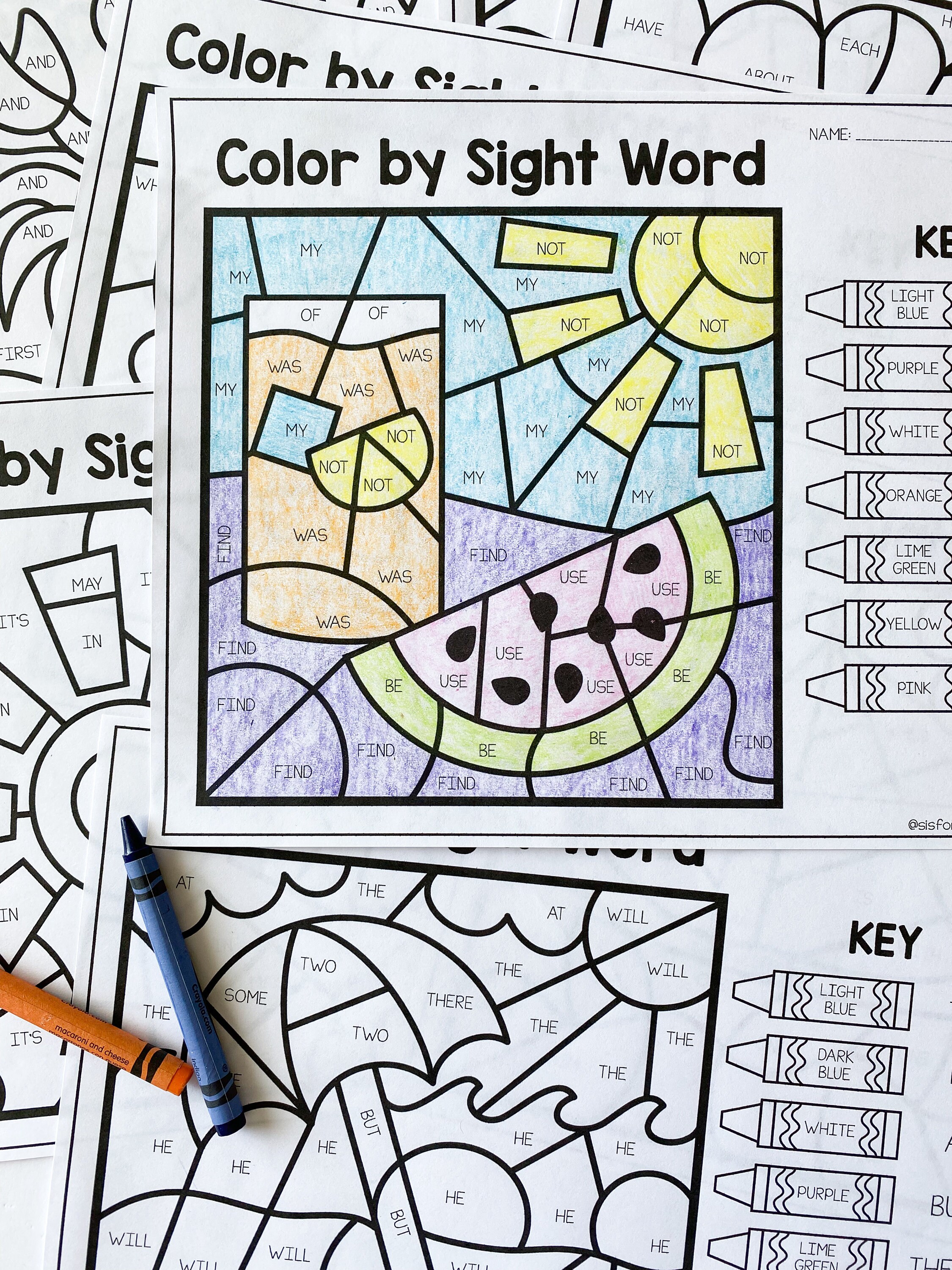Sight Word Color by Code Worksheets, 1st Grade Summer Review Workbook ...