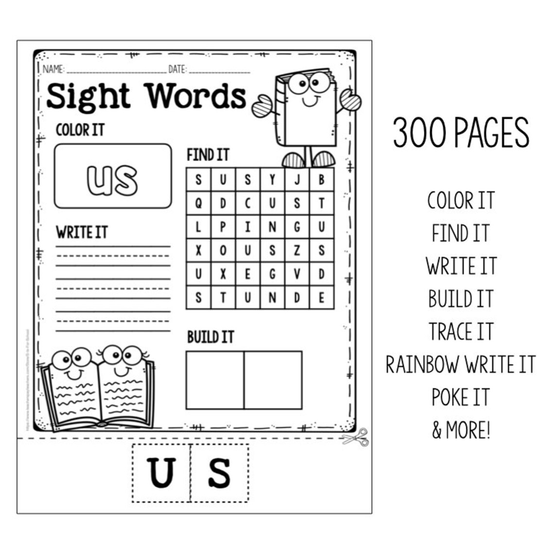 Sight Word Bundle for First Grade, No Prep Sight Word Practice Pages ...