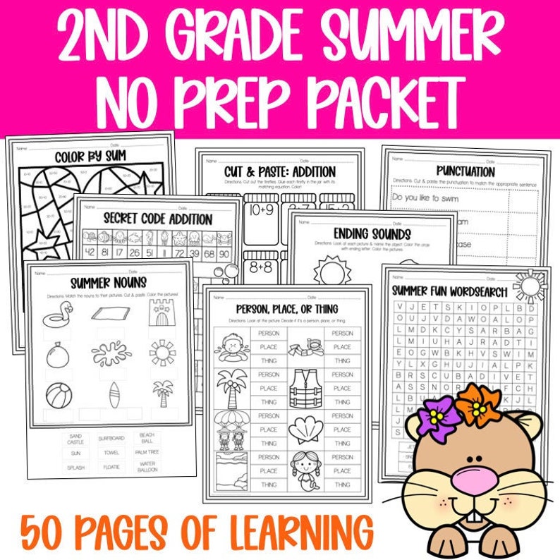 50 Page Summer Early Finisher Worksheet Packet, Math & Language Arts ...