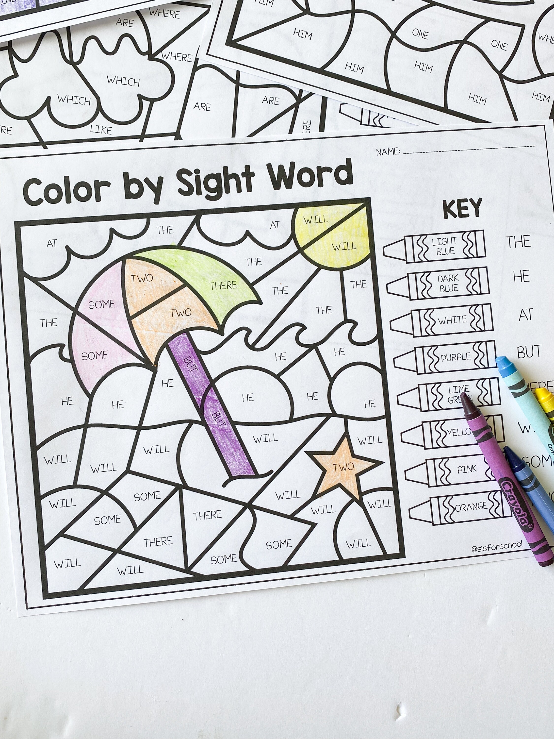 Sight Word Color by Code Worksheets, 1st Grade Summer Review Workbook ...