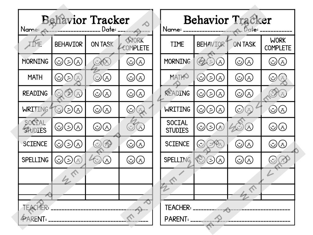 Behavior Tracker for Elementary Classrooms - Etsy
