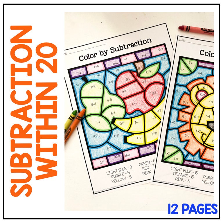 Addition and Subtraction Color by Code for First & Second Grade, No ...