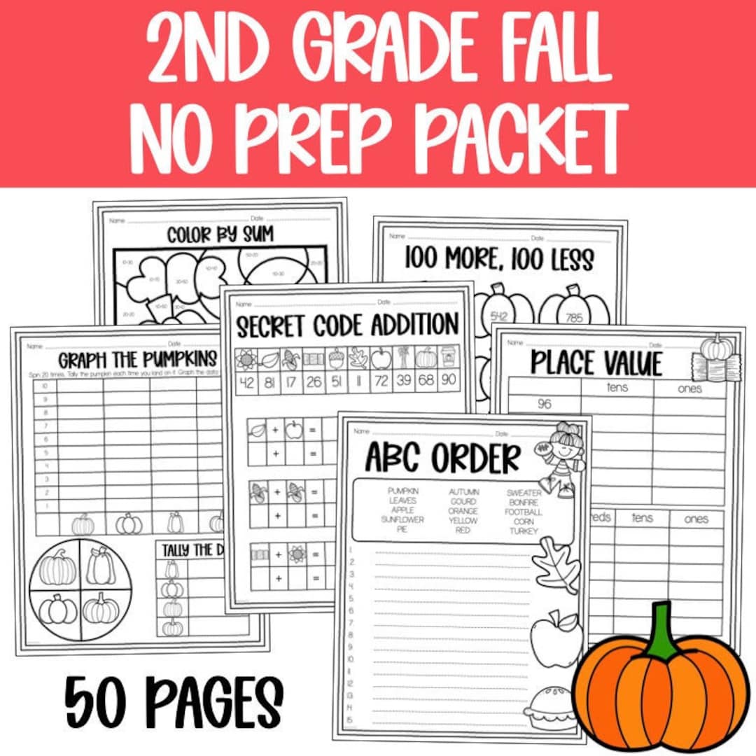 50 Page Fall Early Finisher Worksheet Packet, Math & Language Arts ...