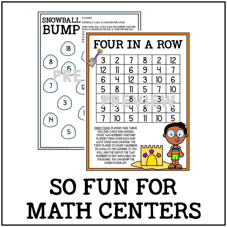 Seasonal Math Board Games addition to 20 Fall Autumn Spring Summer ...