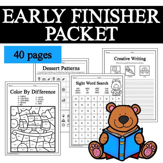 Early Finisher Worksheet Packet Math & Language Arts Practice - Etsy