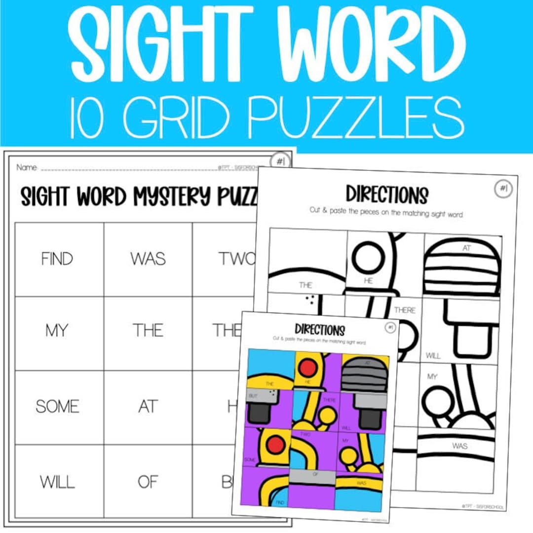 Sight Word Worksheets for 1st Graders, High Frequency Word Grid Puzzles ...