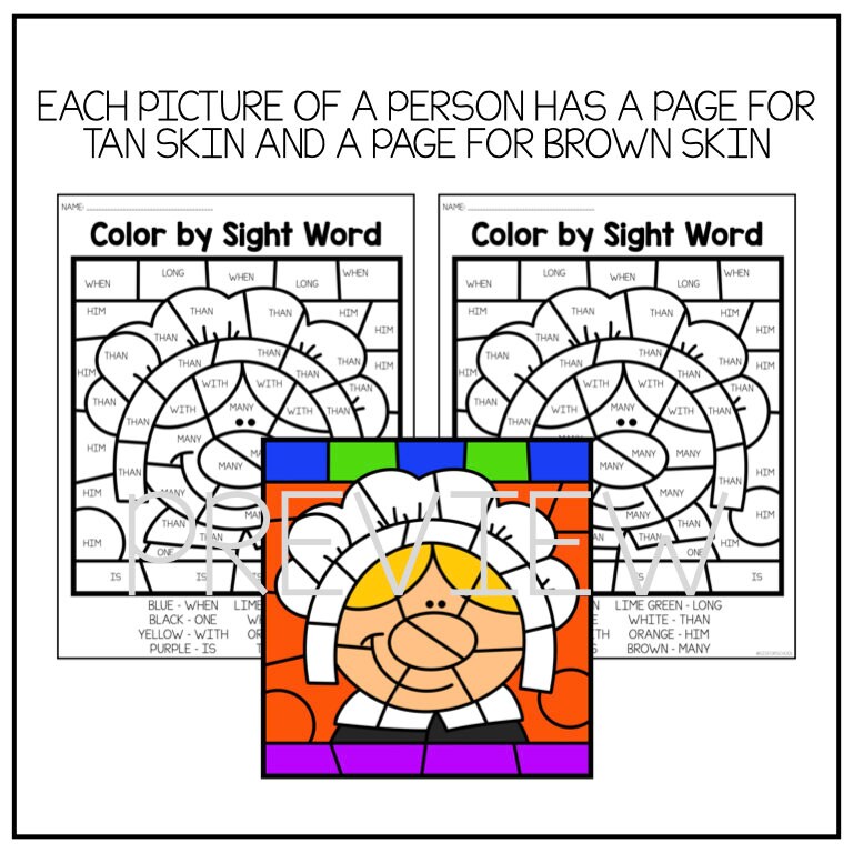 1st Grade Thanksgiving Sight Word Color by Code No Prep Sight - Etsy