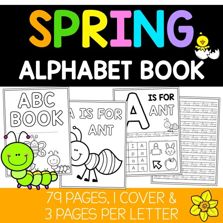 Spring Alphabet Color & Learn Book, Homeschool Summer Letter Practice ...